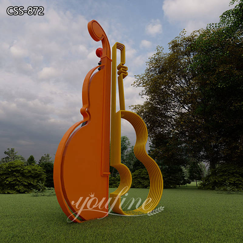 Painted Metal Music Sculpture Garden Art - Stainless Steel Sculpture