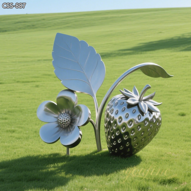 Stainless Steel Outdoor Strawberry Sculpture- Stainless Steel Sculpture