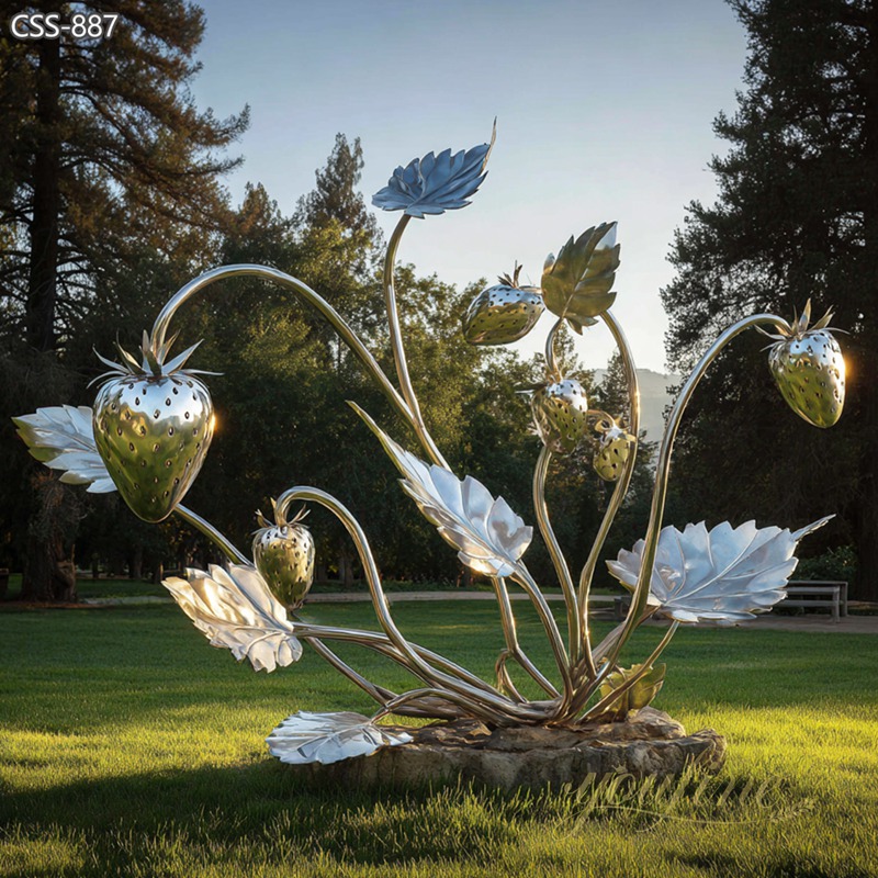 Stainless Steel Outdoor Strawberry Sculpture- Stainless Steel Sculpture