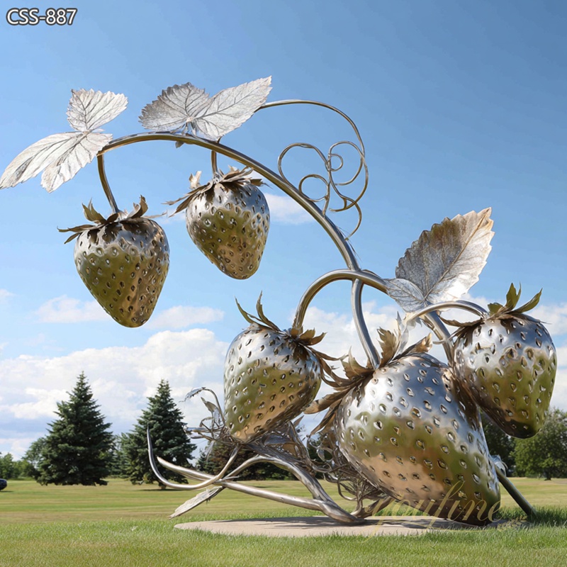 Stainless Steel Outdoor Strawberry Sculpture- Stainless Steel Sculpture