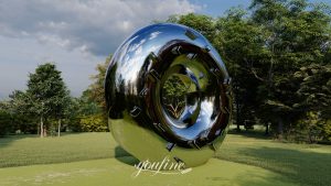 Stainless Steel Donut Statue Public Art Installation - YouFine Sculpture