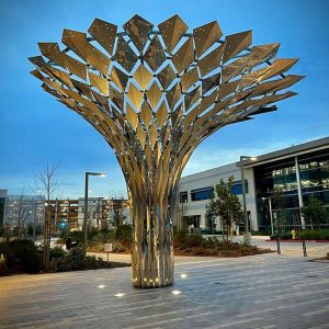 Large Steel Tree Sculptures with Abstract Canopy