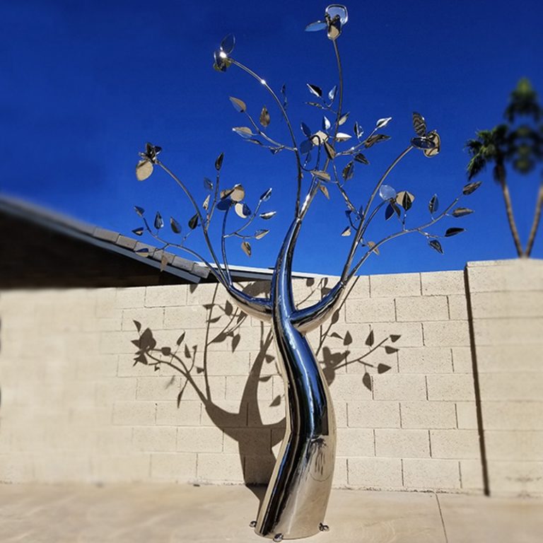 Modern Large Outdoor Stainless Steel Tree Sculpture - YouFine Sculpture