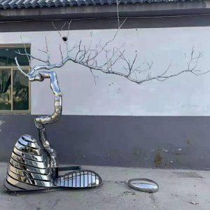 Modern Large Outdoor Stainless Steel Tree Sculpture - YouFine Sculpture