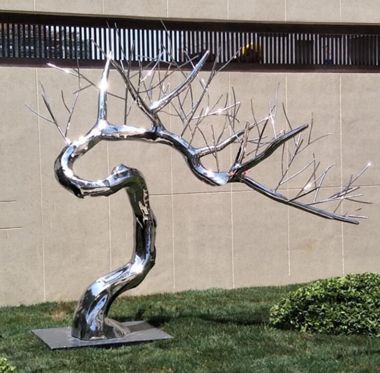 Modern Large Outdoor Stainless Steel Tree Sculpture - YouFine Sculpture