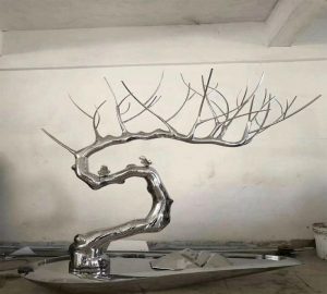Modern Large Outdoor Stainless Steel Tree Sculpture - YouFine Sculpture