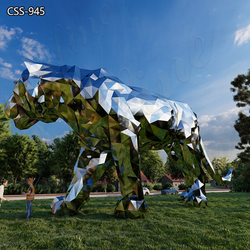 Geometric Metal Tiger Sculpture Landmark OEM - YouFine Sculpture
