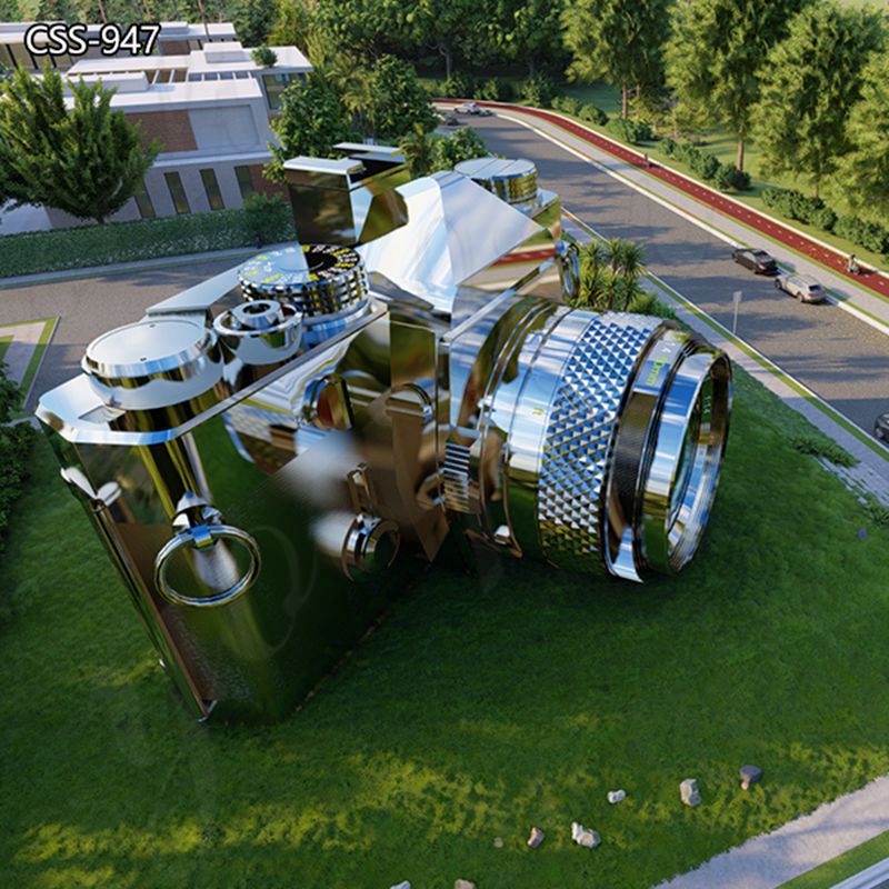 Large Modern Stainless Steel Camera Sculpture - YouFine Sculpture