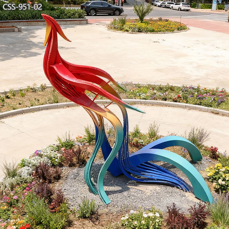 Rise of Metal Phoenix Sculpture for Sale- Stainless Steel Sculpture