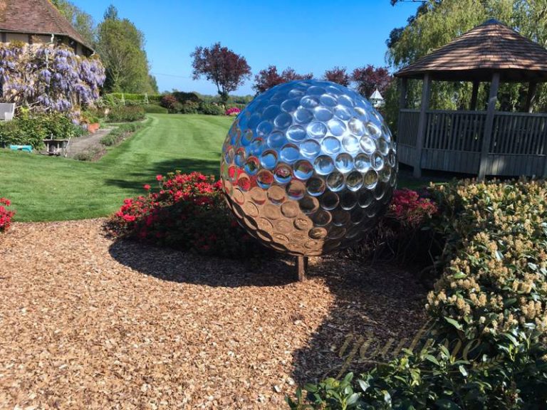 Mirror Stainless Steel Golf Ball Sculptur - Stainless Steel Sculpture