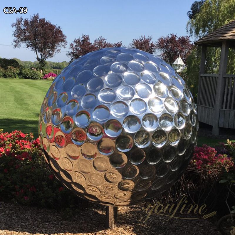 Mirror Stainless Steel Golf Ball Sculptur - Stainless Steel Sculpture