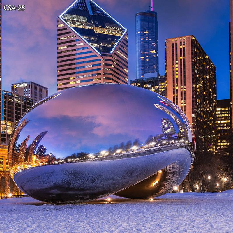 Stainless Steel Silver Bean Cloud Gate Sculpture for Outdoor