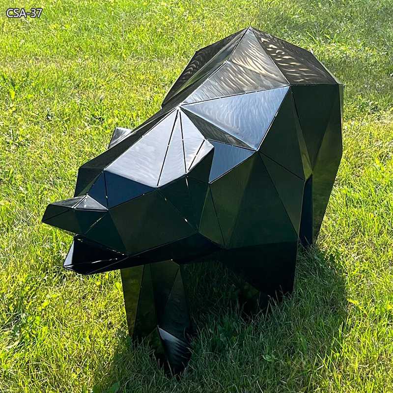 Metal Black Bear Large Polygonal Sculpture- YouFine Sculpture
