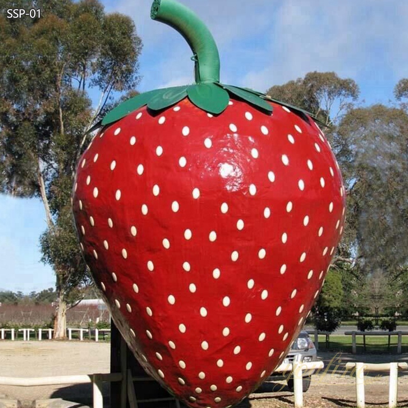 Large Metal Strawberry Sculpture for Outdoor Lawn