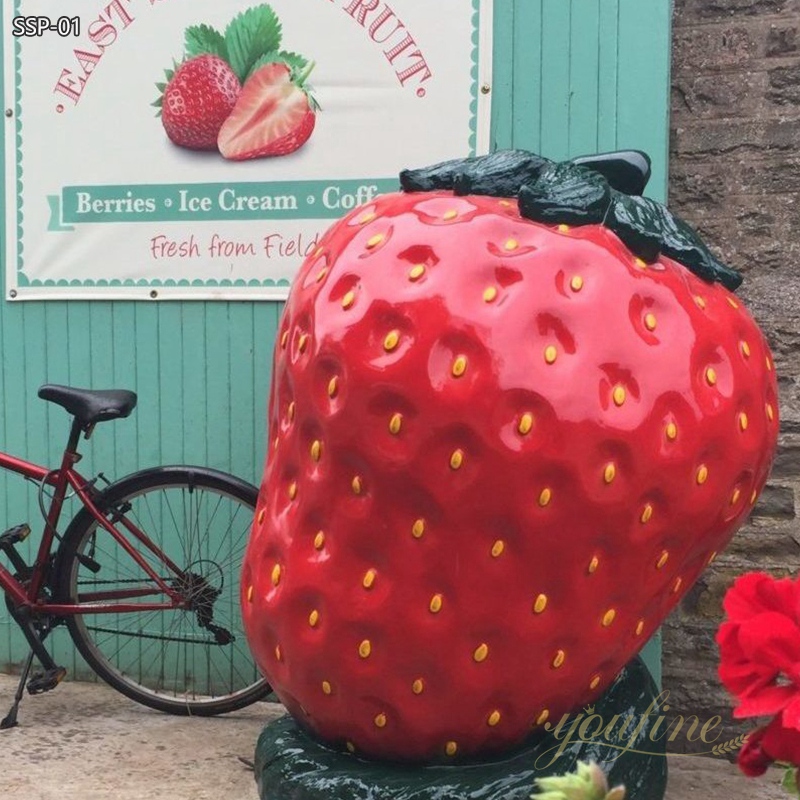 Large Metal Strawberry Sculpture for Outdoor Lawn
