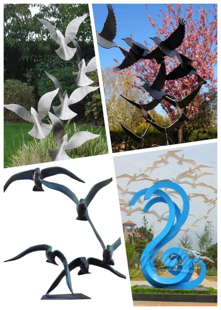 Contemporary Art Pigeon Group Metal Sculpture for Outdoor