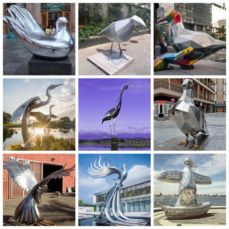 Contemporary Art Pigeon Group Metal Sculpture for Outdoor