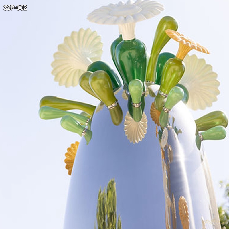 Huge Stainless Steel Modern Cactus Sculpture for Public