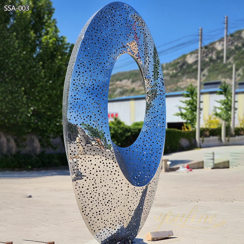 Modern Hollow Ring Stainless Steel Sculpture for Outdoor