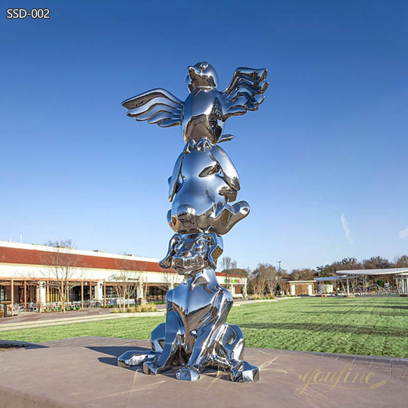 Polished Stainless Steel Animal Sculpture Stacked Friends for Park
