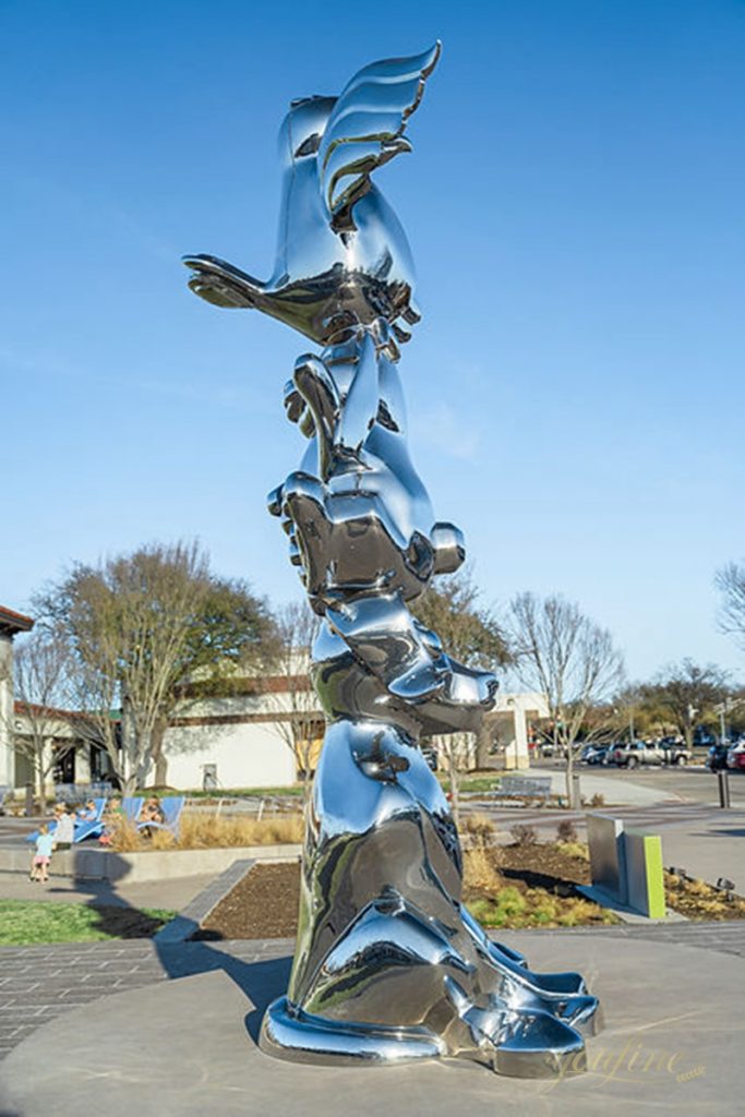 Polished Stainless Steel Animal Sculpture Stacked Friends for Park