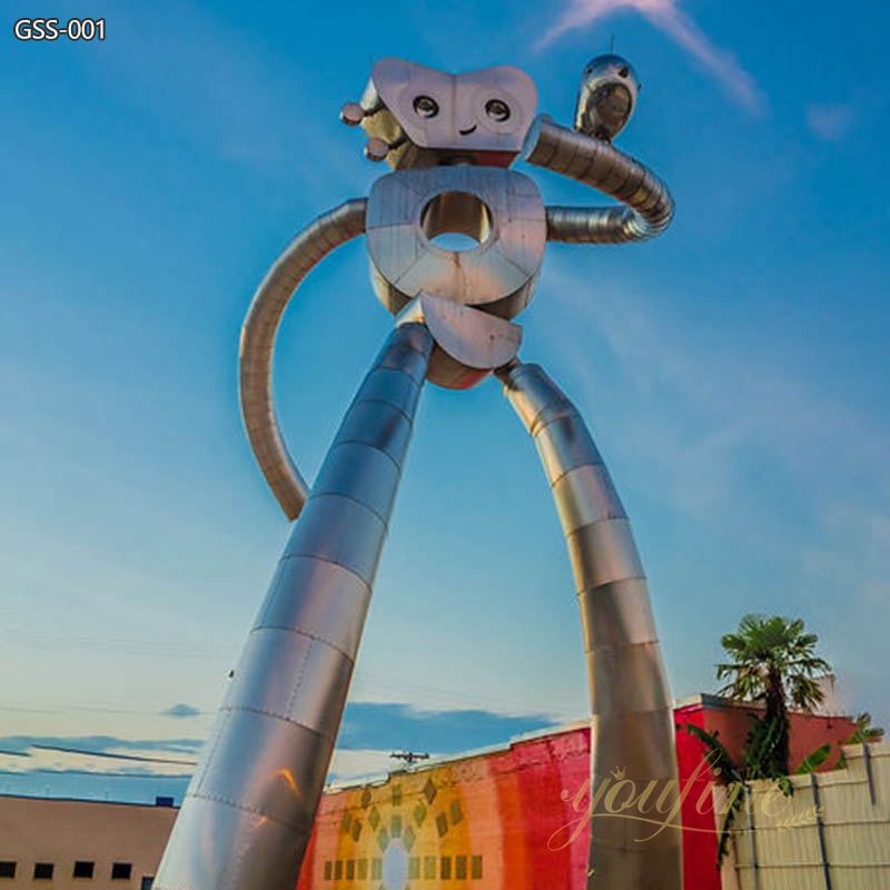 The Traveling Man with Bird Giant Metal Sculpture for Public