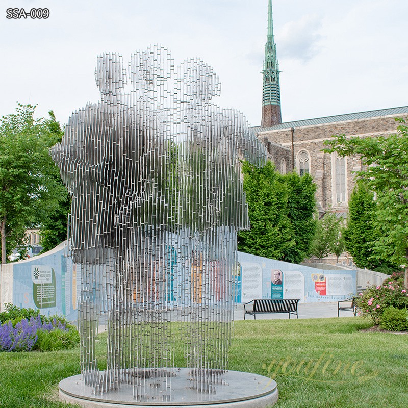 Large Metal Sliced Disappearing Sculpture- Stainless Steel Sculpture