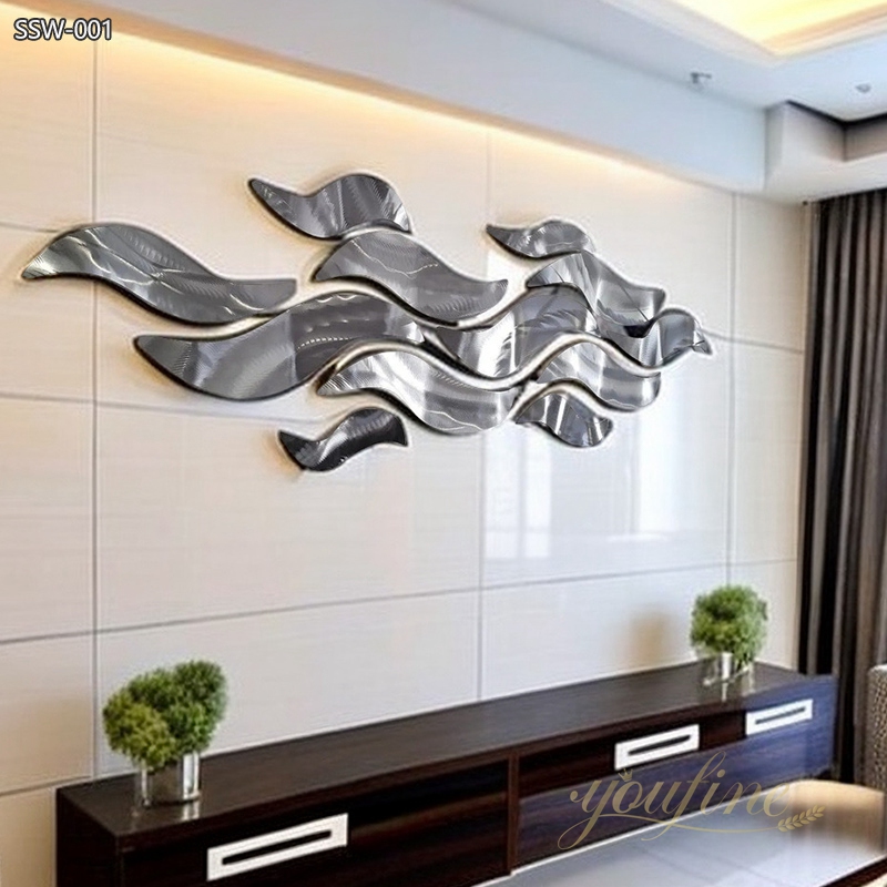 Modern Abstract Metal Wave Sculpture for Wall SSW-001