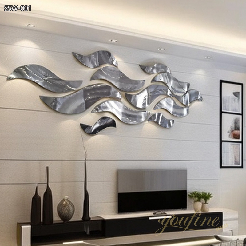 Modern Abstract Metal Wave Sculpture for Wall SSW-001