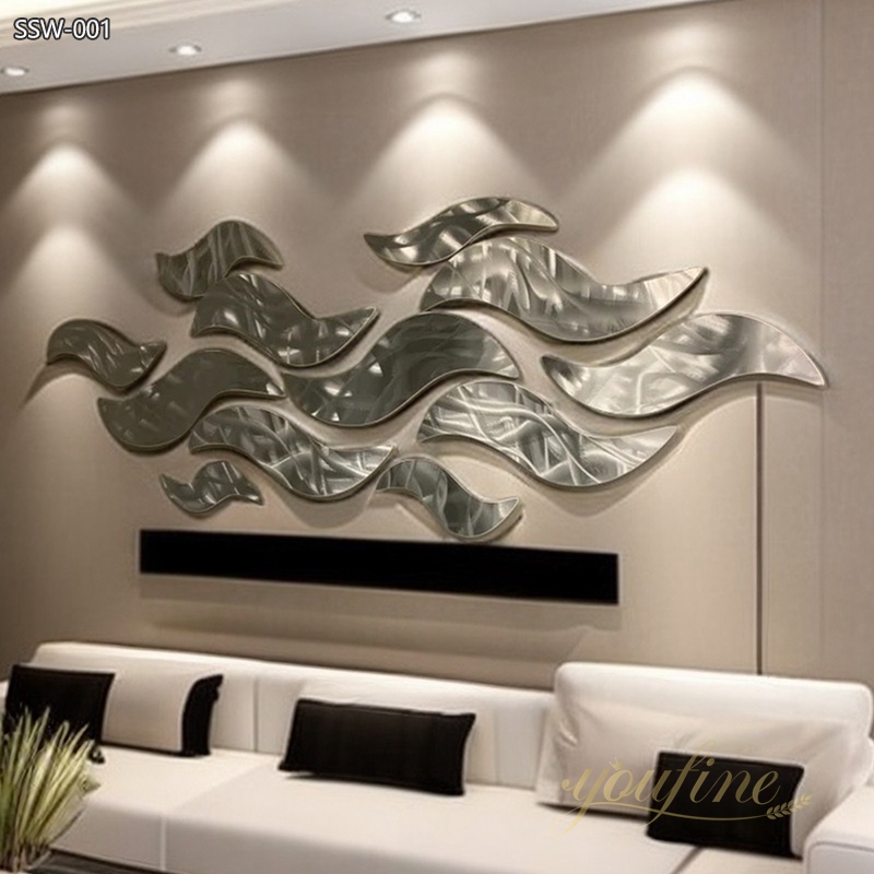 Modern Abstract Metal Wave Sculpture for Wall SSW-001