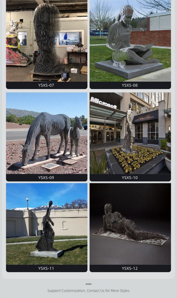 Large Metal Sliced Disappearing Sculpture- Stainless Steel Sculpture