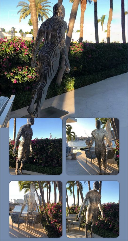 Large Metal Sliced Disappearing Sculpture- Stainless Steel Sculpture