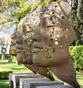 Abstract Stainless Steel Large Face Sculpture for Sale
