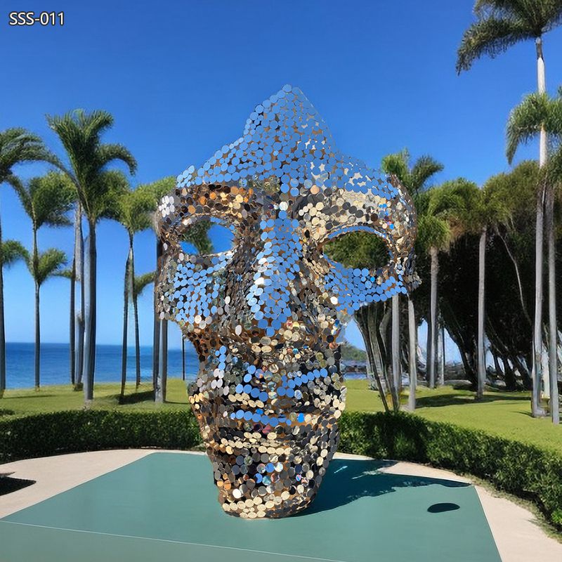 Abstract Stainless Steel Large Face Sculpture for Sale