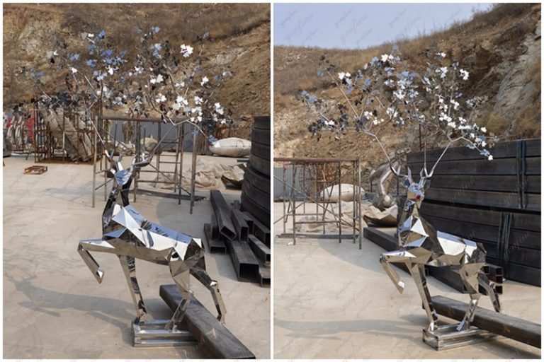 Mesmerize Geometric Metal Deer Sculptures for Lobby SSD-010