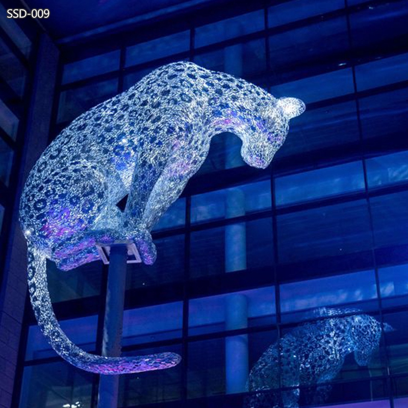 Metal Lighting Large Leopard Sculpture Art Installation SSD-009