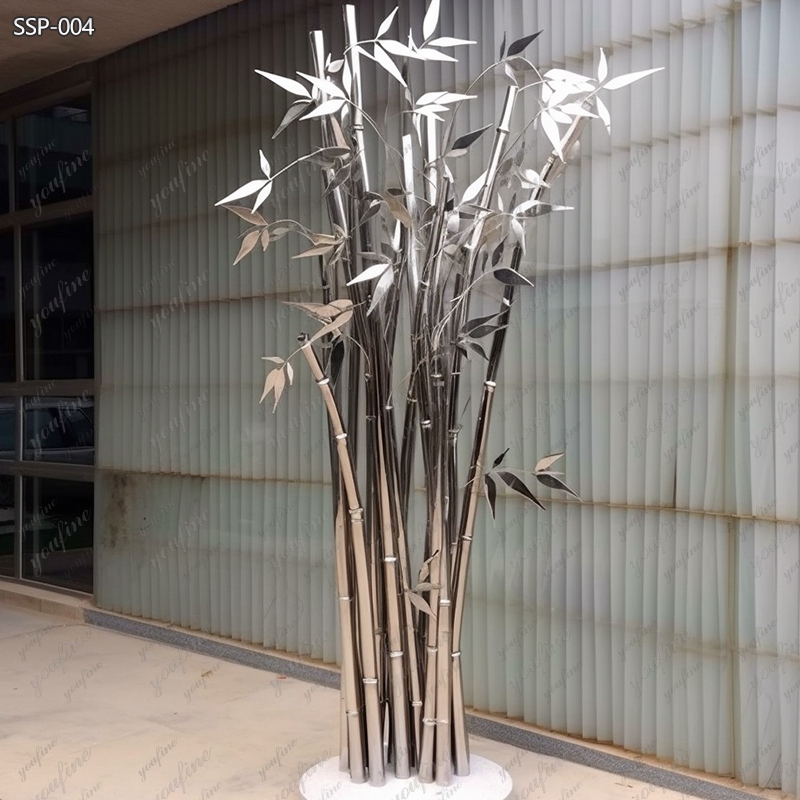 Modern Stainless Steel Tree Bamboo Sculpture for Mall