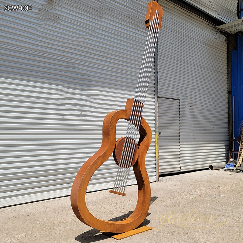 Corten Steel Guitar Sculpture Customizable for Outdoor