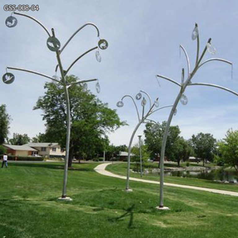 Large Outdoor Metal Basketball Hoop Tree Sculpture