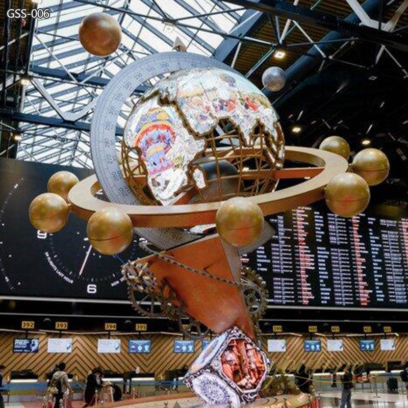 Modern Art Metal Globe Hanging Sculpture from Ceiling