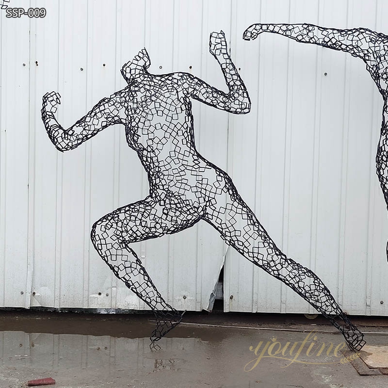 Black Art Stainless Steel Wire Figure Sculpture for Sale