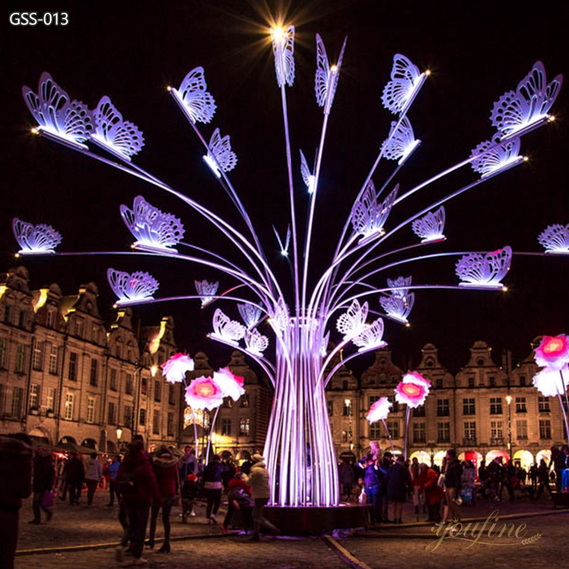 Large Butterfly Metal Sculpture with Lighting