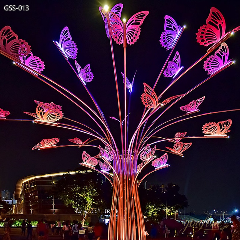 Large Butterfly Metal Sculpture with Lighting