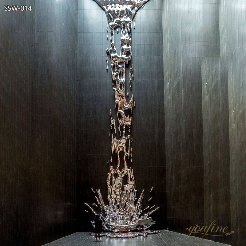 Mirror Polished Stainless Steel Water Splash Sculpture