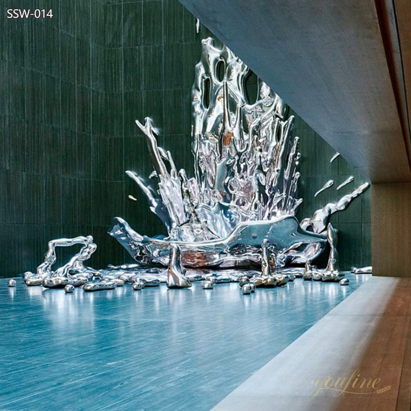 Mirror Polished Stainless Steel Water Splash Sculpture