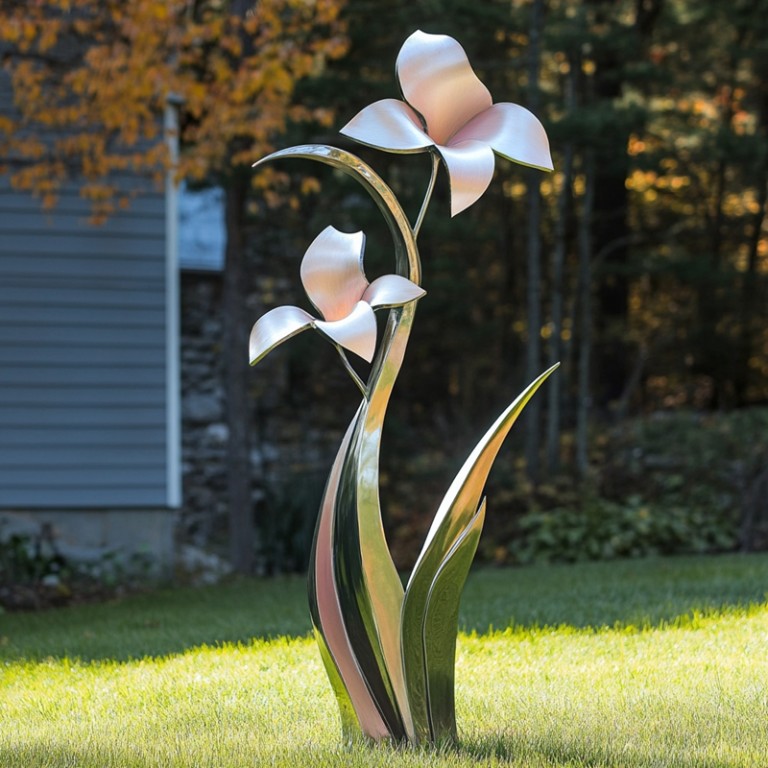 Modern Metal Orchid Sculpture