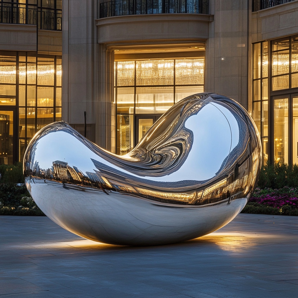 Stainless Steel Silver Bean Cloud Gate Sculpture for Outdoor