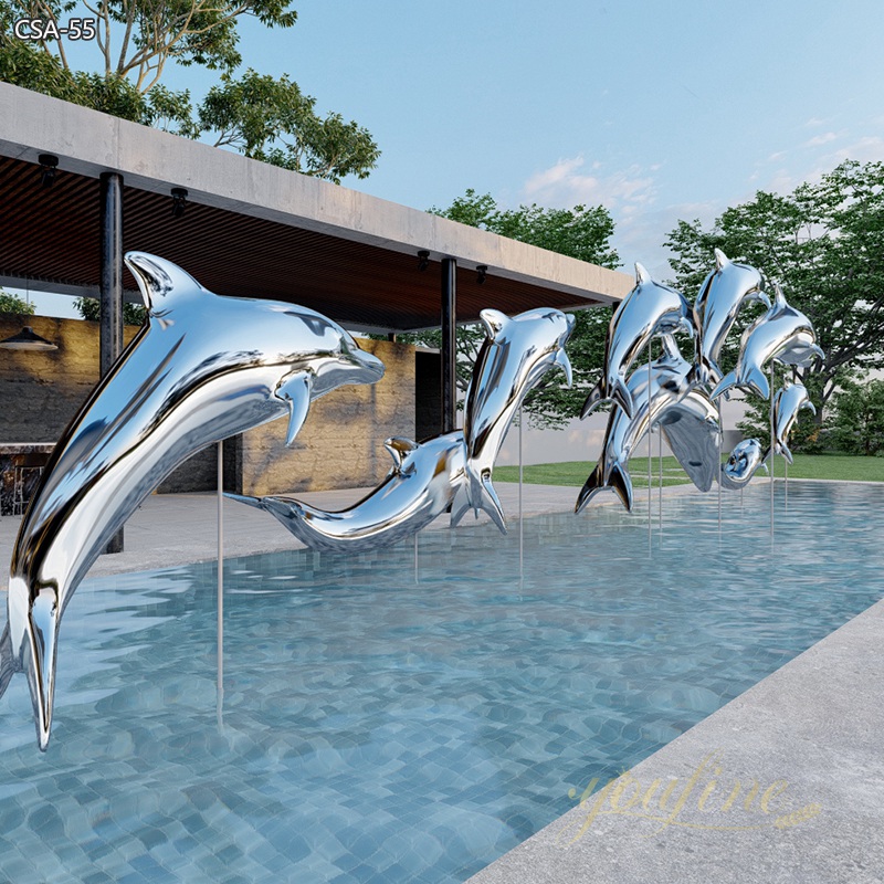 Mirror Polished Stainless Steel Dolphin Sculpture - Stainless Steel ...