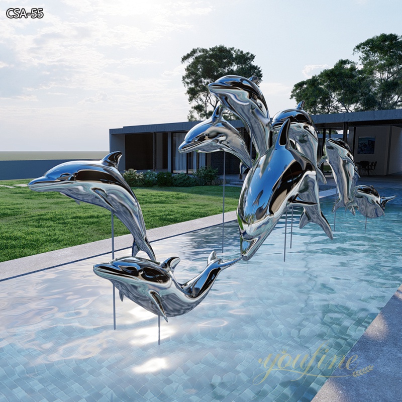 Mirror Polished Stainless Steel Dolphin Sculpture - Stainless Steel ...