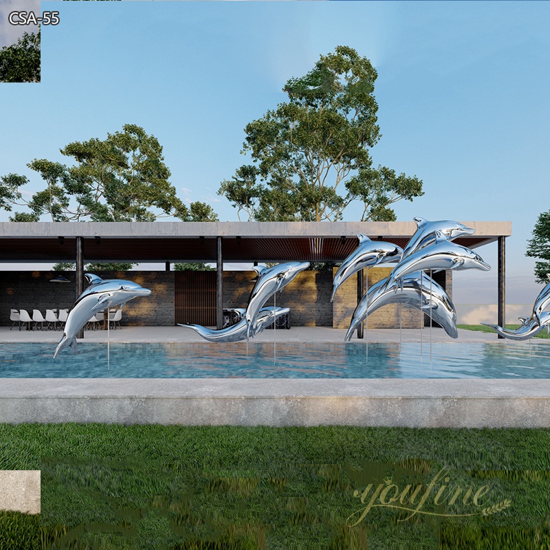 Mirror Polished Stainless Steel Dolphin Sculpture - Stainless Steel ...